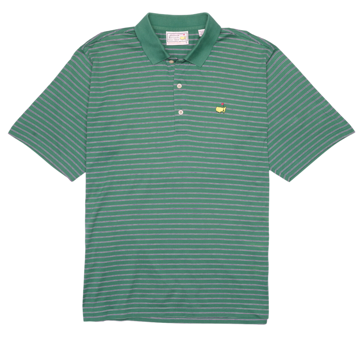 Vintage Green Large Masters Striped Golf Polo | Le Alfré